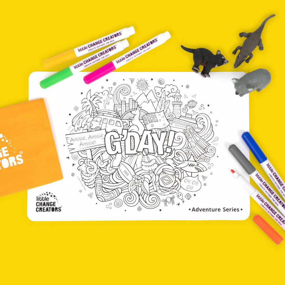 G’DAY! Pocket Reusable Colouring In Set – Dex & Lani Kids and Living