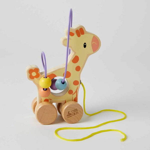 Pull-Along Giraffe Rolling Bead Coaster - Gift for toddlers, wooden toy ...